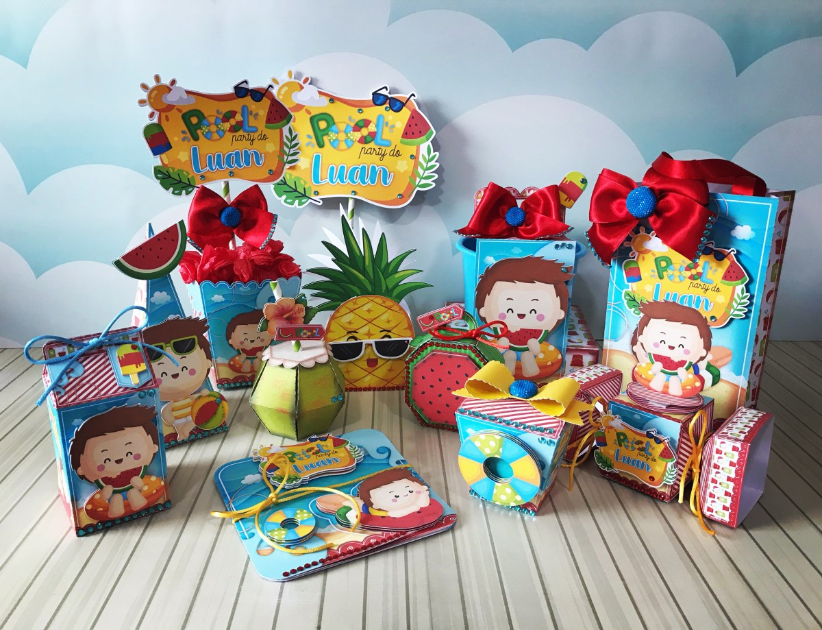 Kit Festa Pool Party Menino Arquivo Digital em PDF e Studio – LOJA KIT ...
