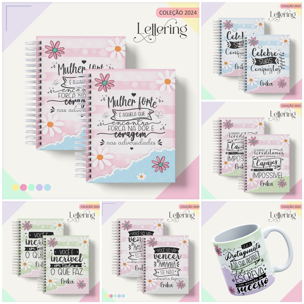 Coleção Lettering Capas e Canecas Frases Motivacionais Arquivo Digital ...