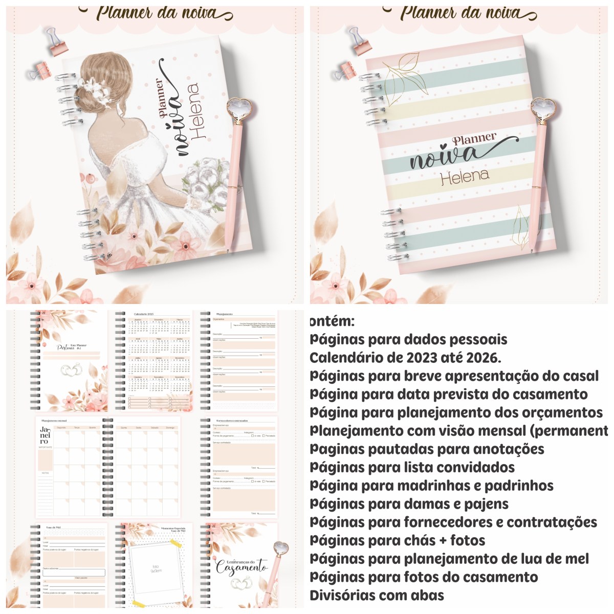 Planner da Noiva 100% Arquivo Digital em Png e Pdf – LOJA KIT FESTA DIGITAL