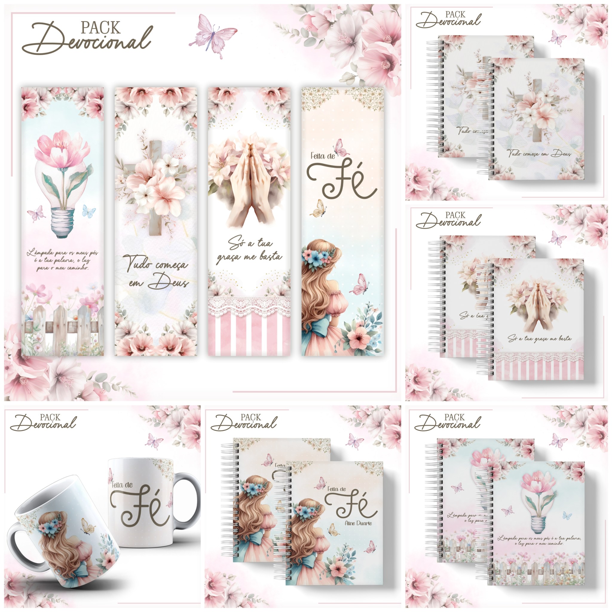 Pack Devocional Feminino Arquivo de Corte em PNG e PDF – Confeiteira Renata Festas