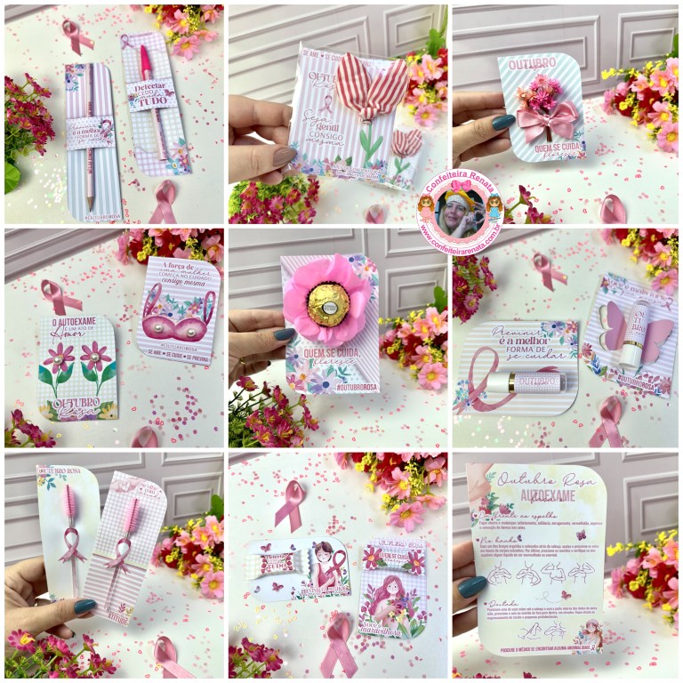 Kit Outubro Rosa Arquivo Digital em PNG e PDF – Confeiteira Renata Festas