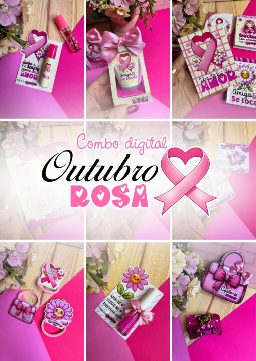 Kit Outubro Rosa Arquivo Digital em PNG e PDF – Confeiteira Renata Festas